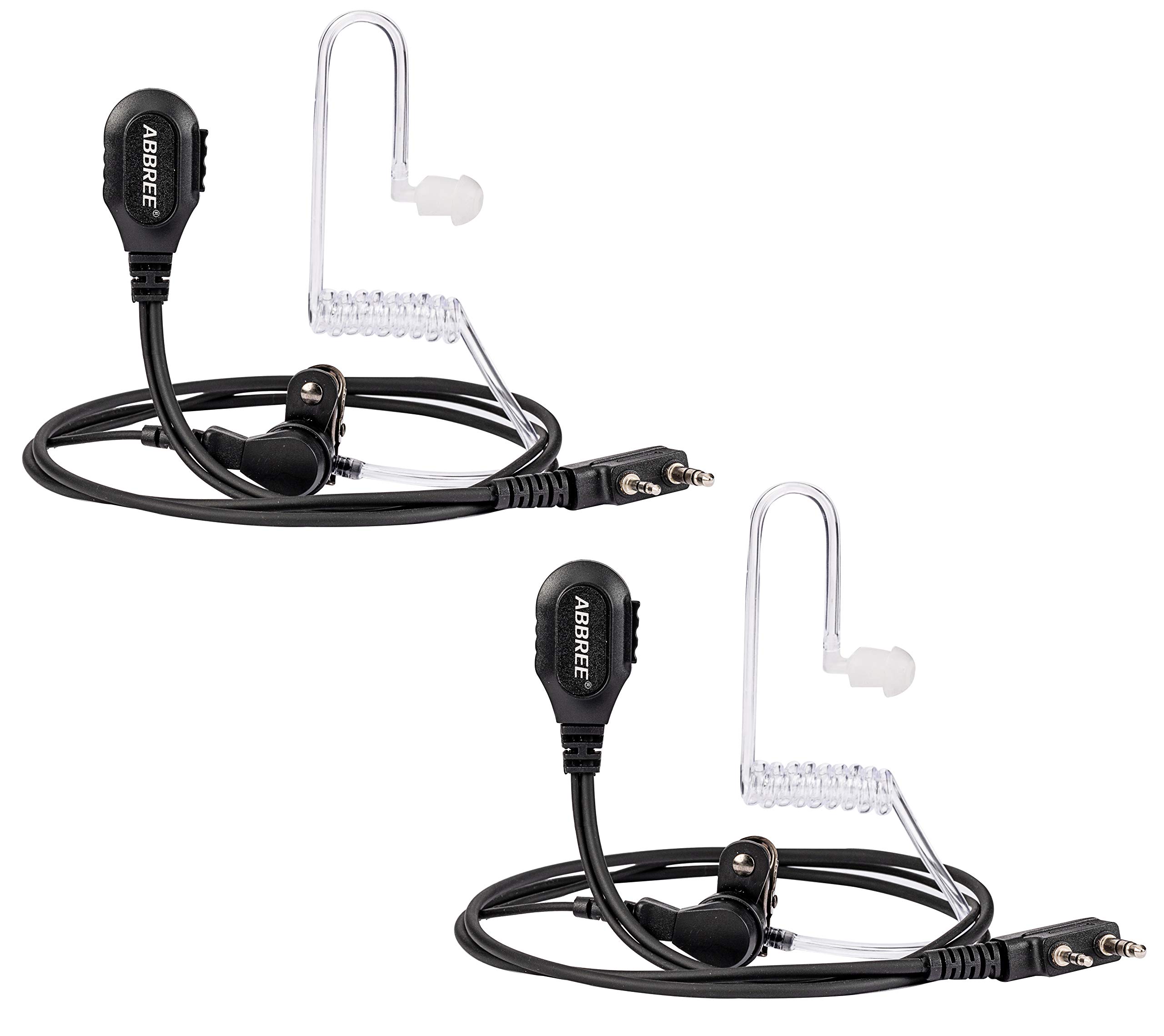 BAOFENG ABBREE Original 2-Pin Detachable Headset Air Acoustic Tube Two Way Radio Earpiece UV-5R BF-888S BF-F8HP 5RM UV-5G Plus UV-21R UV-17R GM-5RH GM-15 PRO K5PLUS Walkie Talkie (2Pack)