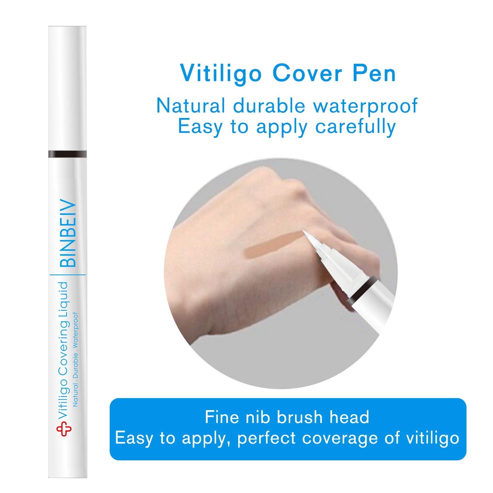 BINBEIV Vitiligo Cosmetic Camouflage Liqui, Cover appearance of Skin Depigmentation, Natural-Durable-Waterproof, Makeup Cover Waterproof, Used on face, hands and body