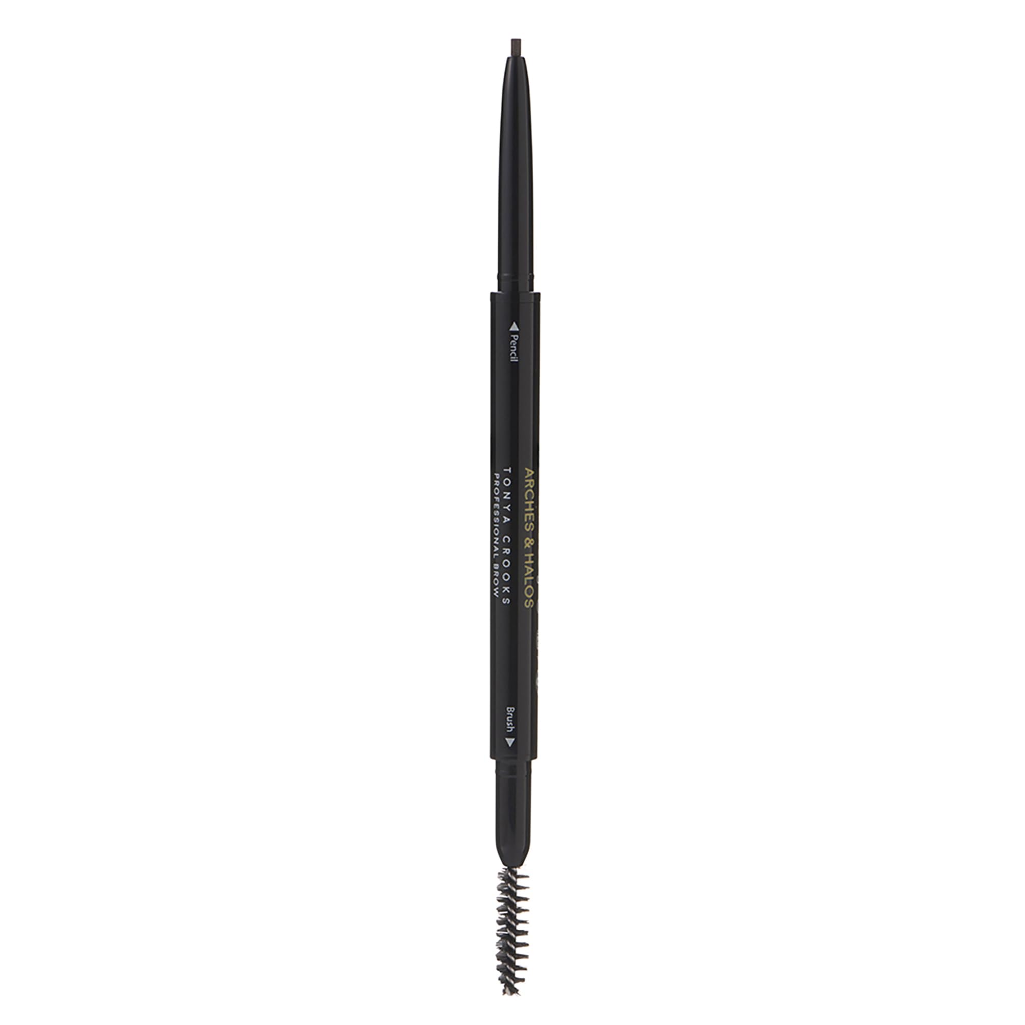 Arches & Halos Micro Defining Brow Pencil - Get Fuller and More Defined Brows - Long-Lasting, Smudge Proof, Rich Color - Dual Ended Pencil with Brush - Vegan and Cruelty Free - Dark Brown - 0.03 oz