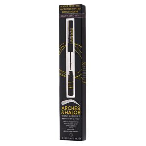 Arches & Halos Microfiber Tinted Brow Mousse - Dark Brown - Soft, Natural Definer Mousse to Shape, Sculpt and Control Eyebrows - Silky, Non-Crunchy, Fast-Setting Texture - Vegan Formula - 0.106 oz