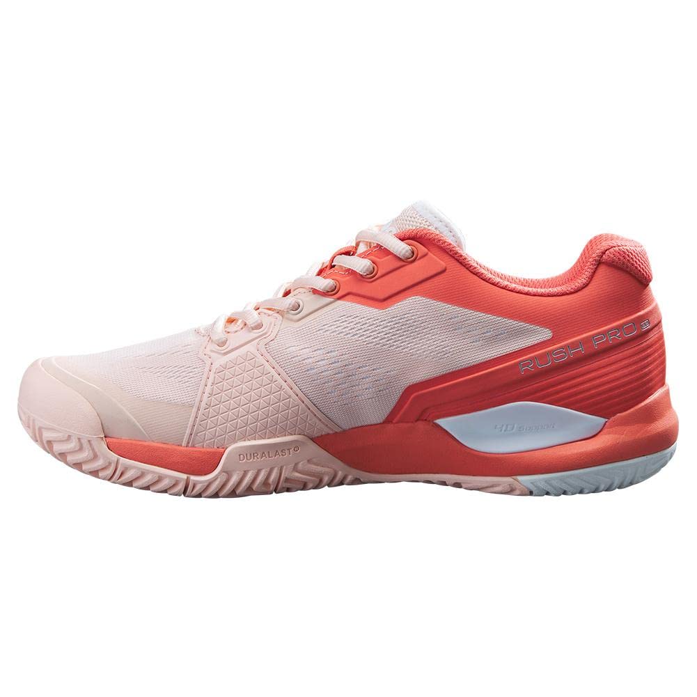 Wilson Women's Rush PRO 3.5 W Tennis Shoe, Tropical Peach Hot Coral White, 7