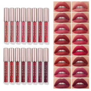 langmanni matte liquid lipstick makeup set velvety liquid lipstick long lasting durable nude lip gloss beauty cosmetics set for girls and women (16pcs set)