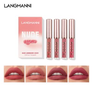 LANGMANNI Matte Liquid Lipstick Makeup Set Velvety Liquid Lipstick Long Lasting Durable Nude Lip Gloss Beauty Cosmetics Set for Girls and Women (16Pcs set)