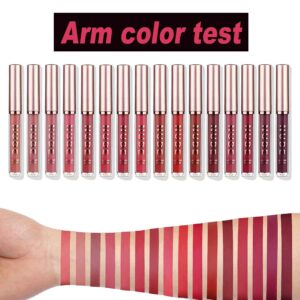 LANGMANNI Matte Liquid Lipstick Makeup Set Velvety Liquid Lipstick Long Lasting Durable Nude Lip Gloss Beauty Cosmetics Set for Girls and Women (16Pcs set)