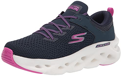 Skechers Women's GO Run Glide Step Hyper-Dash Charge Sneaker, Navy, 9