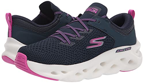 Skechers Women's GO Run Glide Step Hyper-Dash Charge Sneaker, Navy, 9