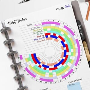 Habit Tracker Inserts for 8 Disc Junior Size Discbound Planners, Habit Log, Resolution Tracker, Monthly Habit Planner for Medium Size Planners(PLANNER SOLD SEPARATELY) (8 Disc Junior (5.5" x 8.5"))