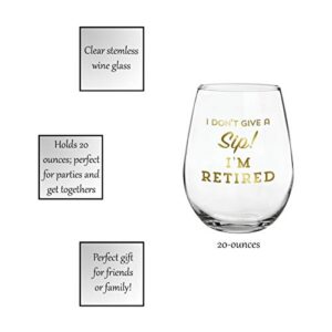 Creative Brands Heartfelt-Retirement Collection Stemless Wine Glass, 20-Ounce