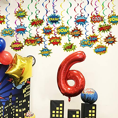 Superhero Party Supplies Decorations 30 Pack Foil Ceiling Hanging Swirls Streams Party Banner Decor for Kids Adults Fashion Hero Birthday Celebrating Party Events Baby Shower Room Wall Decor 30 Counts