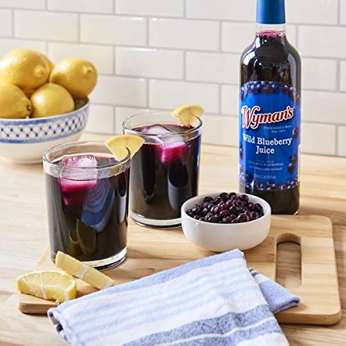 Wyman's Wild Blueberry Juice, 100% Juice, No Sugar Added, Not From Concentrate, Glass Bottled, 500mL (3 Pack)