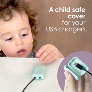 Watch Your Mouth Baby Proof Cord Cover | Award-Winning USB Charger Cover for Baby Proofing Cords | BPA & Phthalate-Free Charger Cover Protector | Electrical Safety Baby Products, (3-Pack, White)