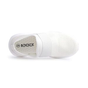 BENEKER Women's Athletic Walking Shoes Slip-on Fashion Sneakers Breathable Mesh Sock Loafer Shoes Lightweight Sports Running Sneakers (Off-White 07)