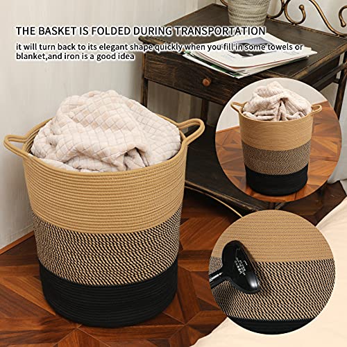 ZLG Cotton Rope Basket 14.15x18.1x15.94Inch Baby Laundry Basket Toy Storage Basket large baskets for blankets