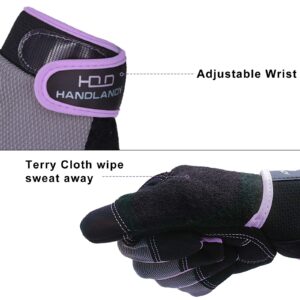 HLDD HANDLANDY Safety Work Gloves, Women Utility Work Gloves, MultiFunctional Mechanic Gardening Construction DIY Work Gloves with Touchscreen (Medium, Purple)