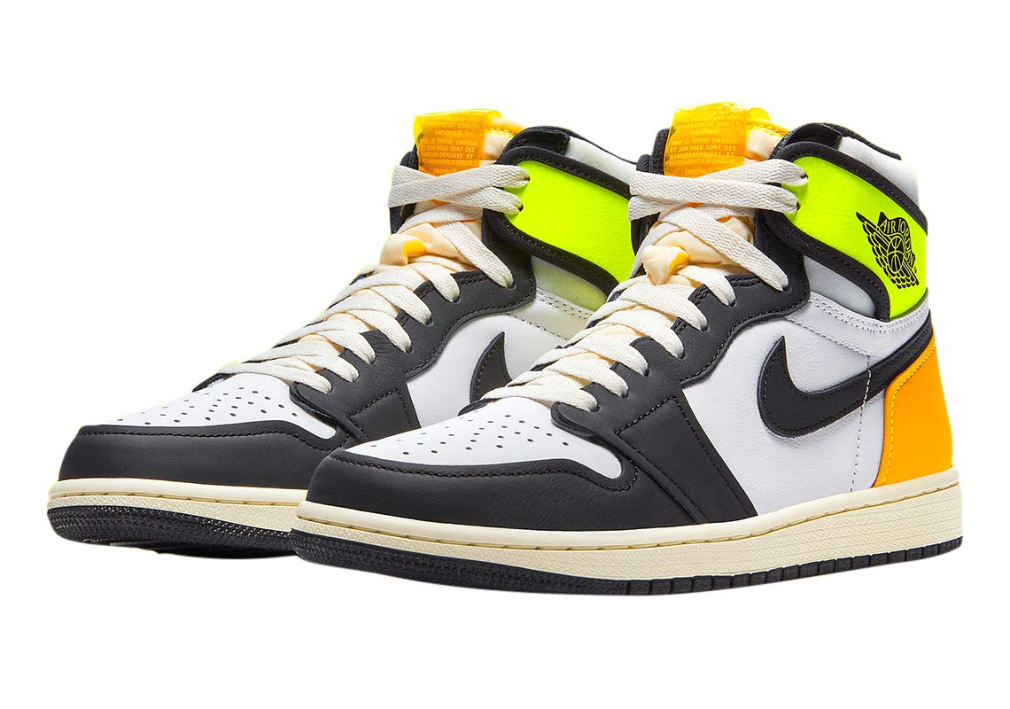 Jordan Men's 1 Retro High OG Volt Gold White/Black-Volt (555088 118) - 9