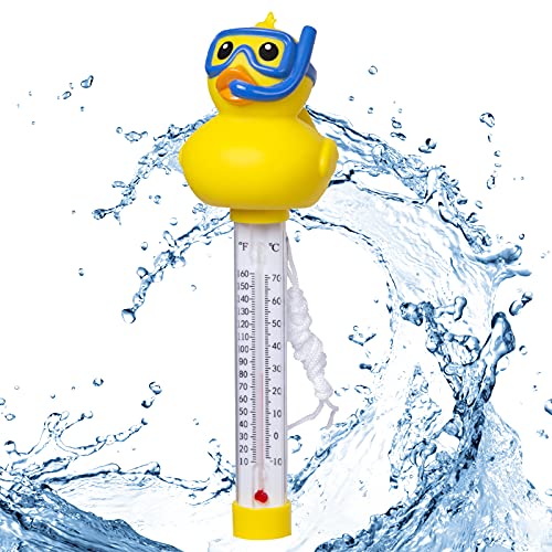 Doli Yearning Swimming Pool Thermometer Floating Easy Read Pond Thermometer with String| Shatter Resistant| for Outdoor & Indoor Swimming Pools, Spas, Hot Tubs| Classic Duck