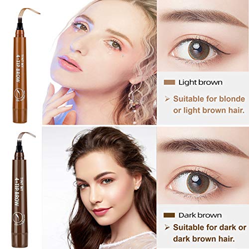 3PCS Dark Brown Eyebrow Pen - Waterproof Microblading Eyebrow Pen,Long Lasting,Easily Create Natural Eyebrow Makeup