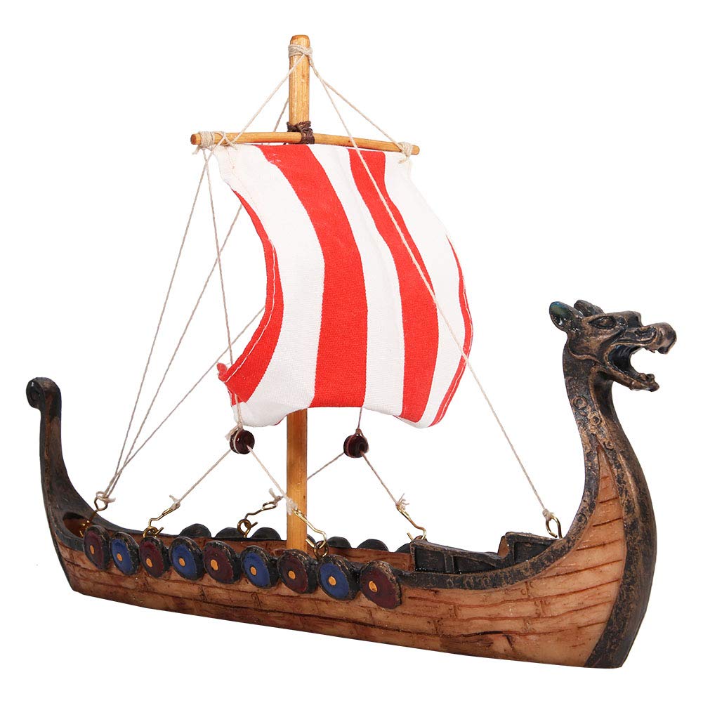 Haokaini Traditional Chinese Dragon Head Pirate Sailboat Resin Crafted Boat Model Viking Pirate Ship Art Craft Boat Ofiice Decoration