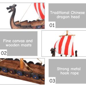 Haokaini Traditional Chinese Dragon Head Pirate Sailboat Resin Crafted Boat Model Viking Pirate Ship Art Craft Boat Ofiice Decoration