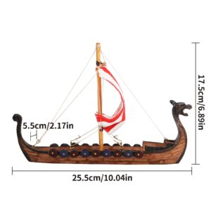 Haokaini Traditional Chinese Dragon Head Pirate Sailboat Resin Crafted Boat Model Viking Pirate Ship Art Craft Boat Ofiice Decoration