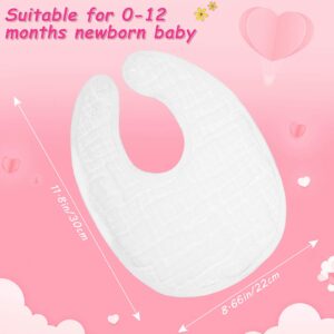 Tatuo 10 Pieces Muslin Baby Bibs Bulk Adjustable Newborn Bandana Drool Bibs for Baby Boy Girl Burping Cloth(White)