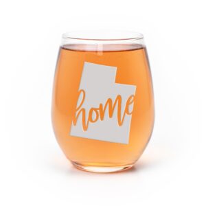 utah state stemless wine glass - utah gift, utah wine glass, utah fan gift