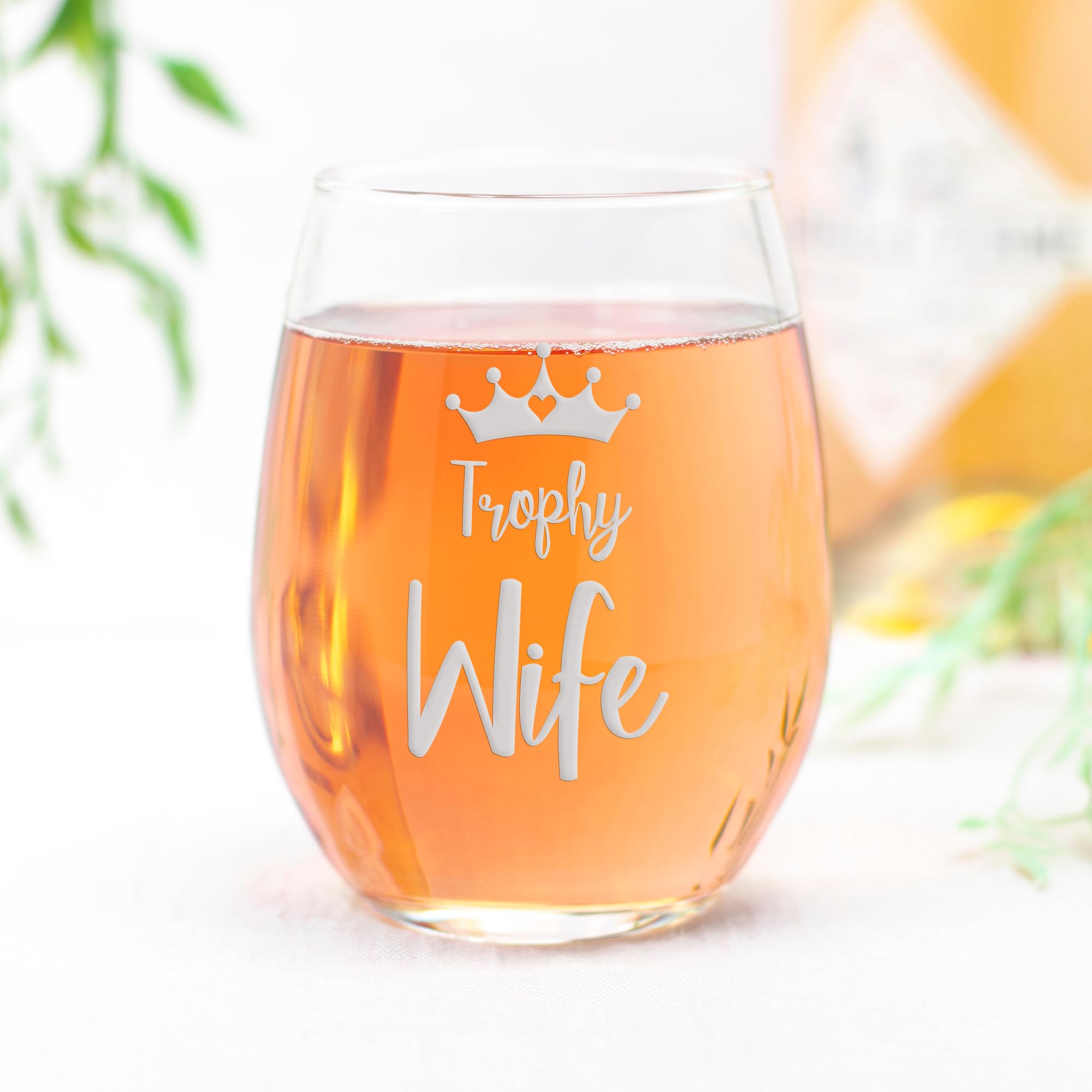 Trophy Wife Stemless Wine Glass - Gift Ideas For Wife, Gift For Wife, Wife Birthday Gift, Fun Gift For Wife