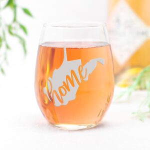 West Virginia State Stemless Wine Glass - West Virginia Gift, West Virginia Wine Glass, West Virginia Fan Gift