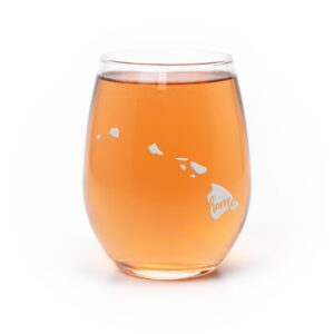 hawaii state stemless wine glass - hawaii gift, hawaii wine glass, hawaii fan gift