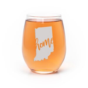 indiana state stemless wine glass - indiana gift, indiana wine glass, indiana fan gift