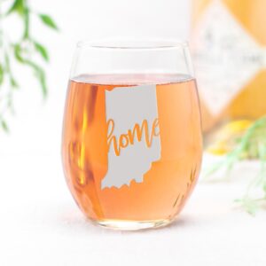 Indiana State Stemless Wine Glass - Indiana Gift, Indiana Wine Glass, Indiana Fan Gift