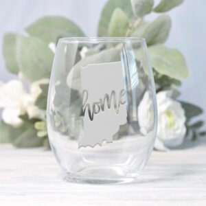 Indiana State Stemless Wine Glass - Indiana Gift, Indiana Wine Glass, Indiana Fan Gift