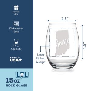 Indiana State Stemless Wine Glass - Indiana Gift, Indiana Wine Glass, Indiana Fan Gift