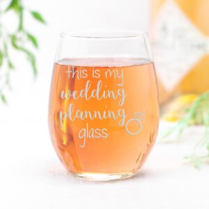 This Is My Wedding Planning Glass With Ring Stemless Wine Glass - Wedding Planner, Wedding Glass, Engaged Gift, Wedding Planning Gift