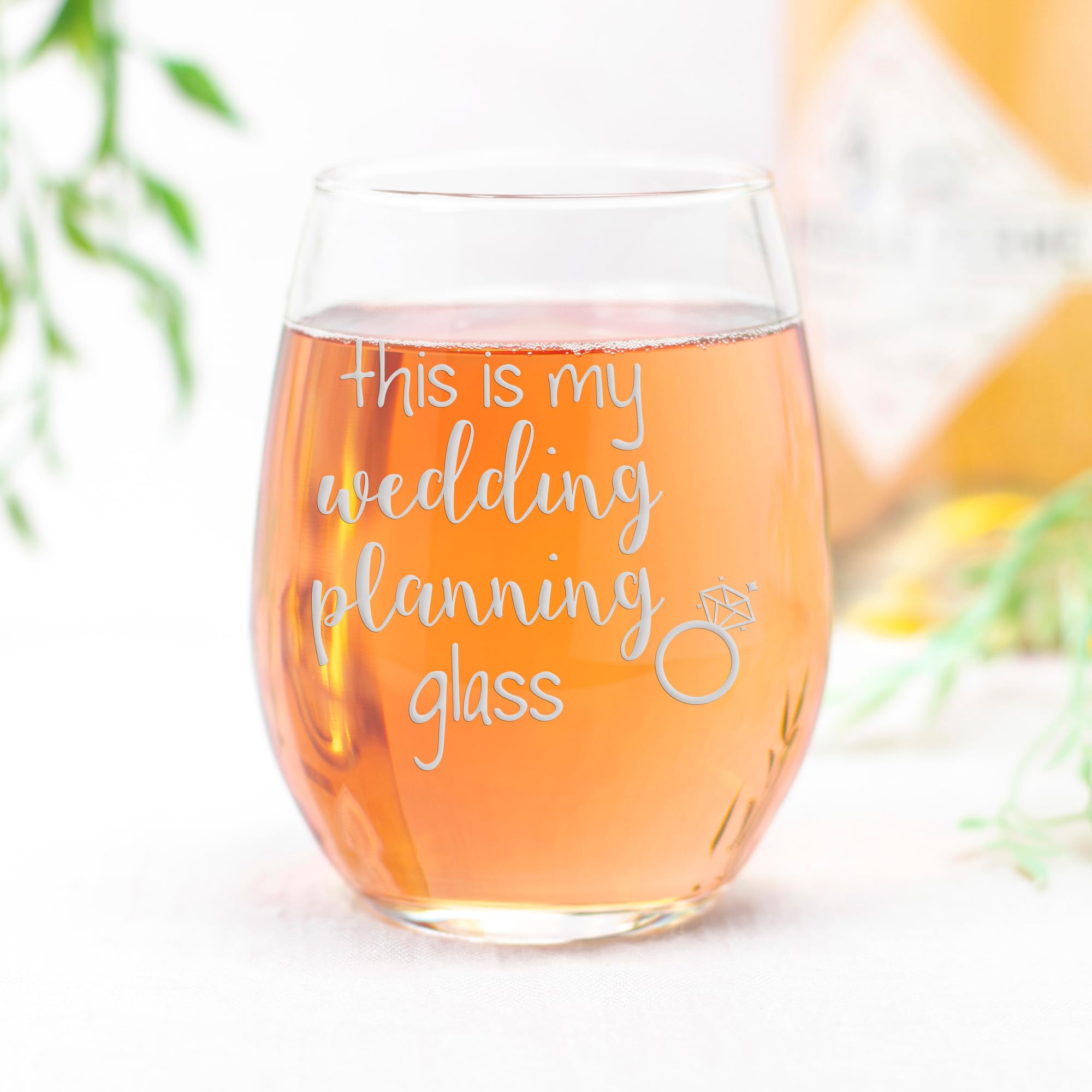 This Is My Wedding Planning Glass With Ring Stemless Wine Glass - Wedding Planner, Wedding Glass, Engaged Gift, Wedding Planning Gift