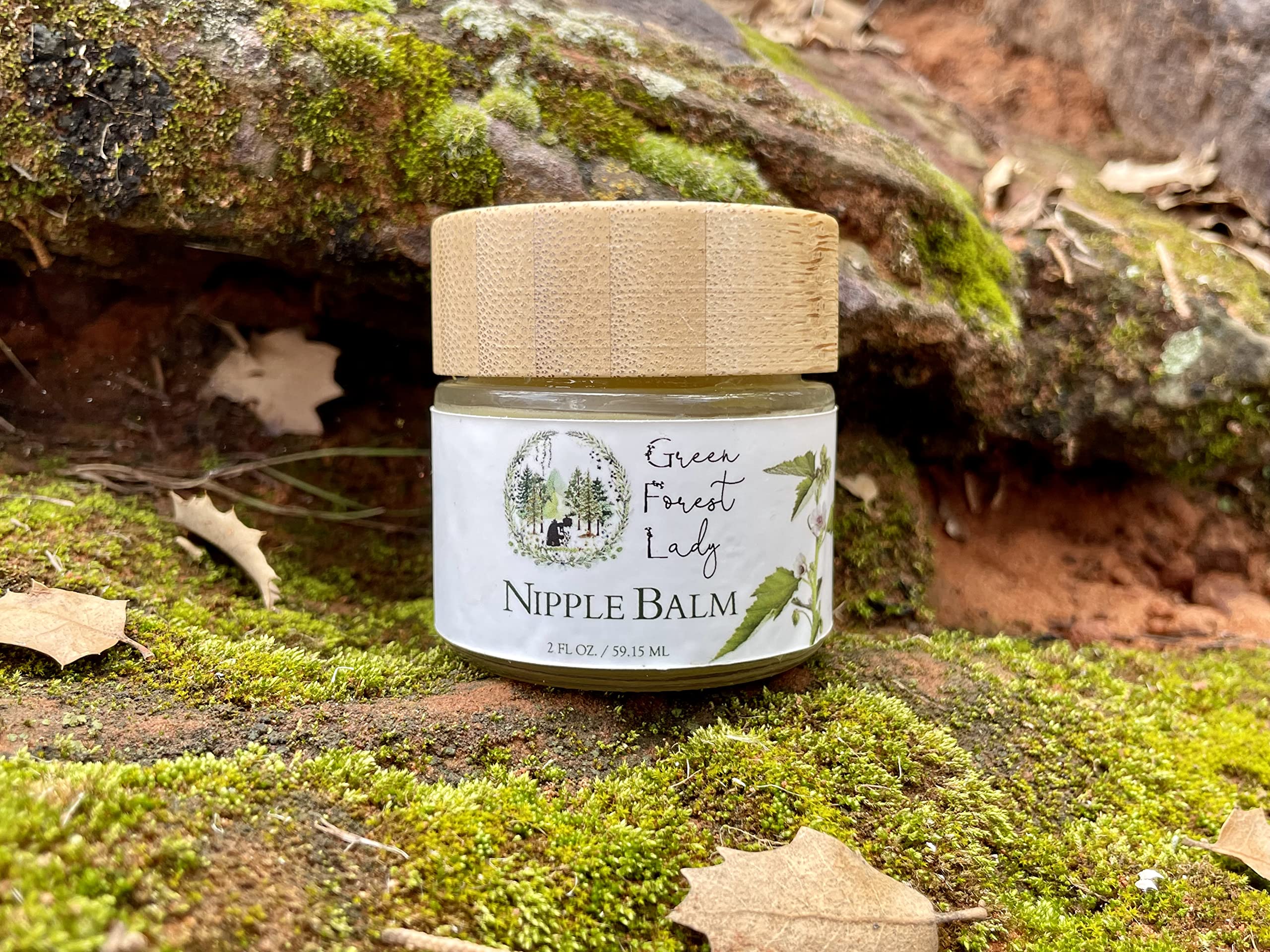 Green Forest Lady Organic Nipple Balm | Breast Feeding Essentials | Lanolin-Free, Gluten-Free | Relieves Soreness, Dryness, Cracking | Nursing Balm | Provides Protective Layer - 2 FL. OZ.