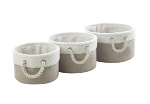 urban lifestyle sherpa trim circular storage bin, set of 3, taupe