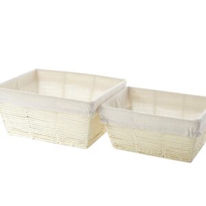 Urban Lifestyle Stackable Farmhouse Storage Bin with Liner, Set of 2, Cream