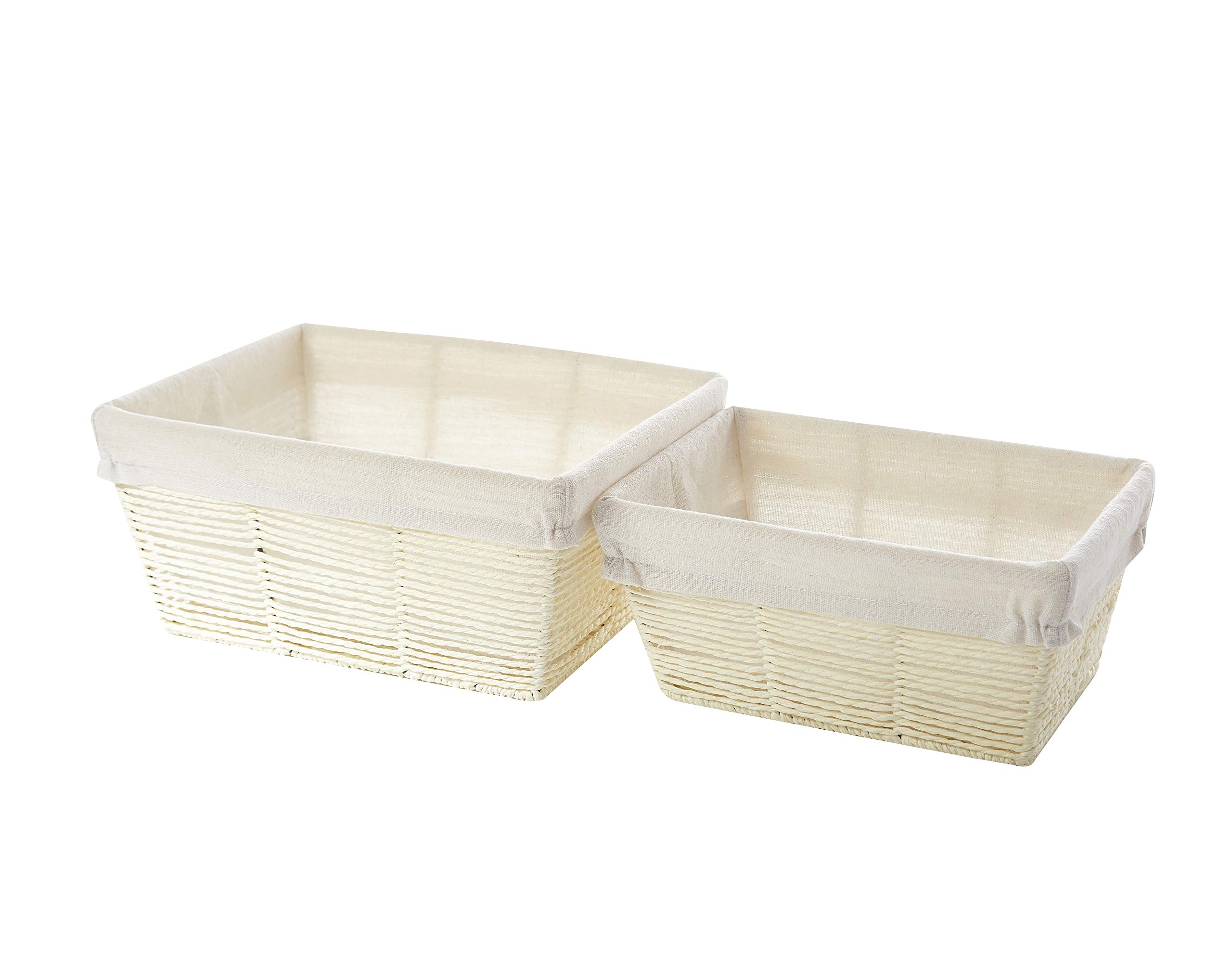 Urban Lifestyle Stackable Farmhouse Storage Bin with Liner, Set of 2, Cream