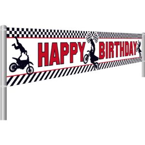 huge motocross birthday banner,dirt bike party decorations motocross happy birthday banner indoor outdoor decorations dirt bike racing birthday banner, 250 x 45 cm, 98.4 x 17.7 inch