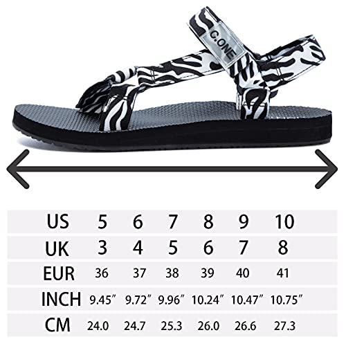 CHOOSEONE Women's Sport Sandals Hiking Sandals Athletic Sandal with Arch Support Yoga Mat Insole Outdoor Light Weight Water Shoes zebra 39