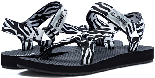 CHOOSEONE Women's Sport Sandals Hiking Sandals Athletic Sandal with Arch Support Yoga Mat Insole Outdoor Light Weight Water Shoes zebra 39