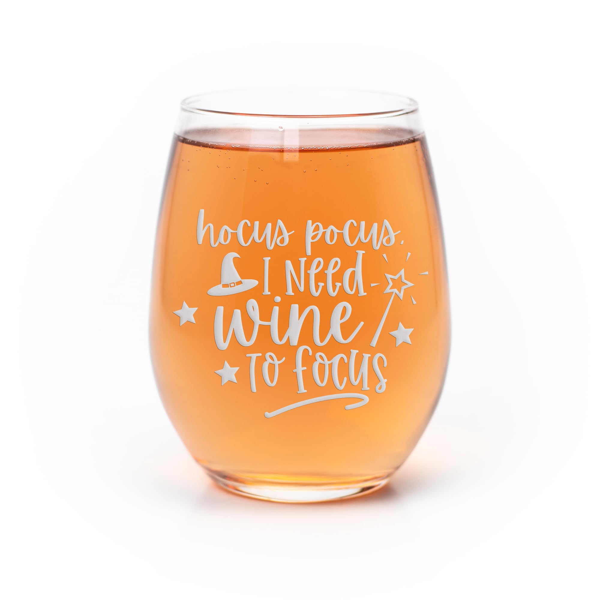 Hocus Pocus Need Wine To Focus Stemless Wine Glass - Fall Decor, Fall Wine Glass