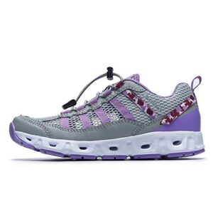 RUNMAXX Mens Hiking Shoes Womens Fishing Aqua Water Shoes Outdoor Sneakers Quick Drying Mesh Barefoot Grey Purple, 8