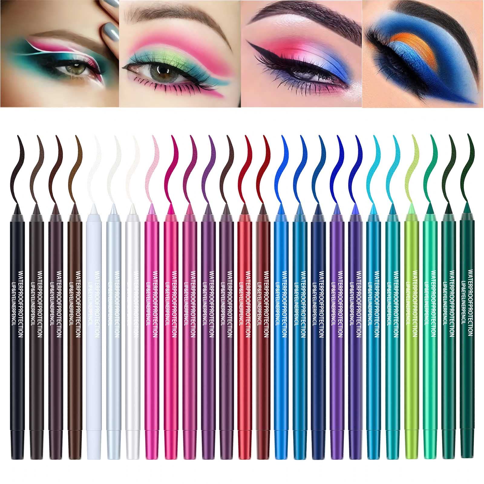 Sumeitang 25 Color Eyeliner Pencil Set Colorful Pearl Eye Liner Metallic Glitter Colored Eyeliner Gel Eye Shadow Pen Kit Professional Eye Makeup Pencils Set