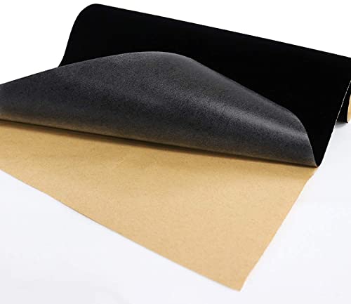 Black Self Adhesive Velvet Fabric Sticky Felt Sheets for Art & Crafts, Jewelry Box, Drawer Liners- 2PCS x (17.3" x 39.3")