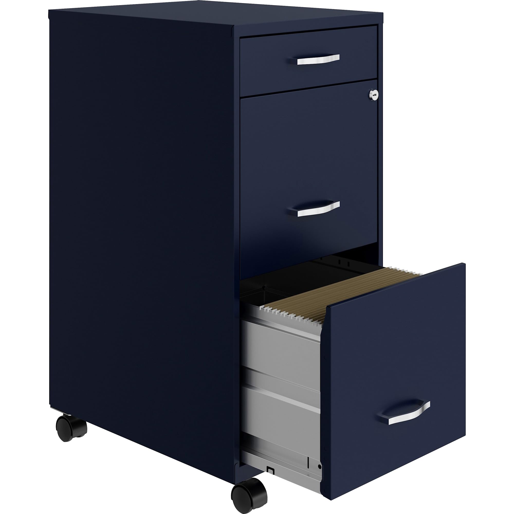 LYS SOHO Box/File/File Mobile Navy File Cabinet, 3 Drawer