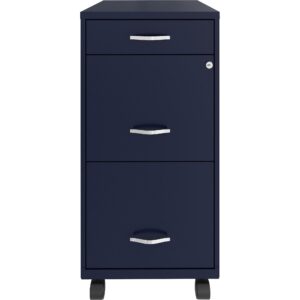 LYS SOHO Box/File/File Mobile Navy File Cabinet, 3 Drawer