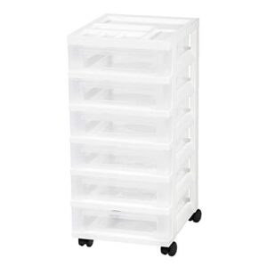 iris usa craft organizers and storage, rolling storage cart for classroom supplies, storage organizer for art supplies, drawer top organizer for small parts, 6 drawers, white