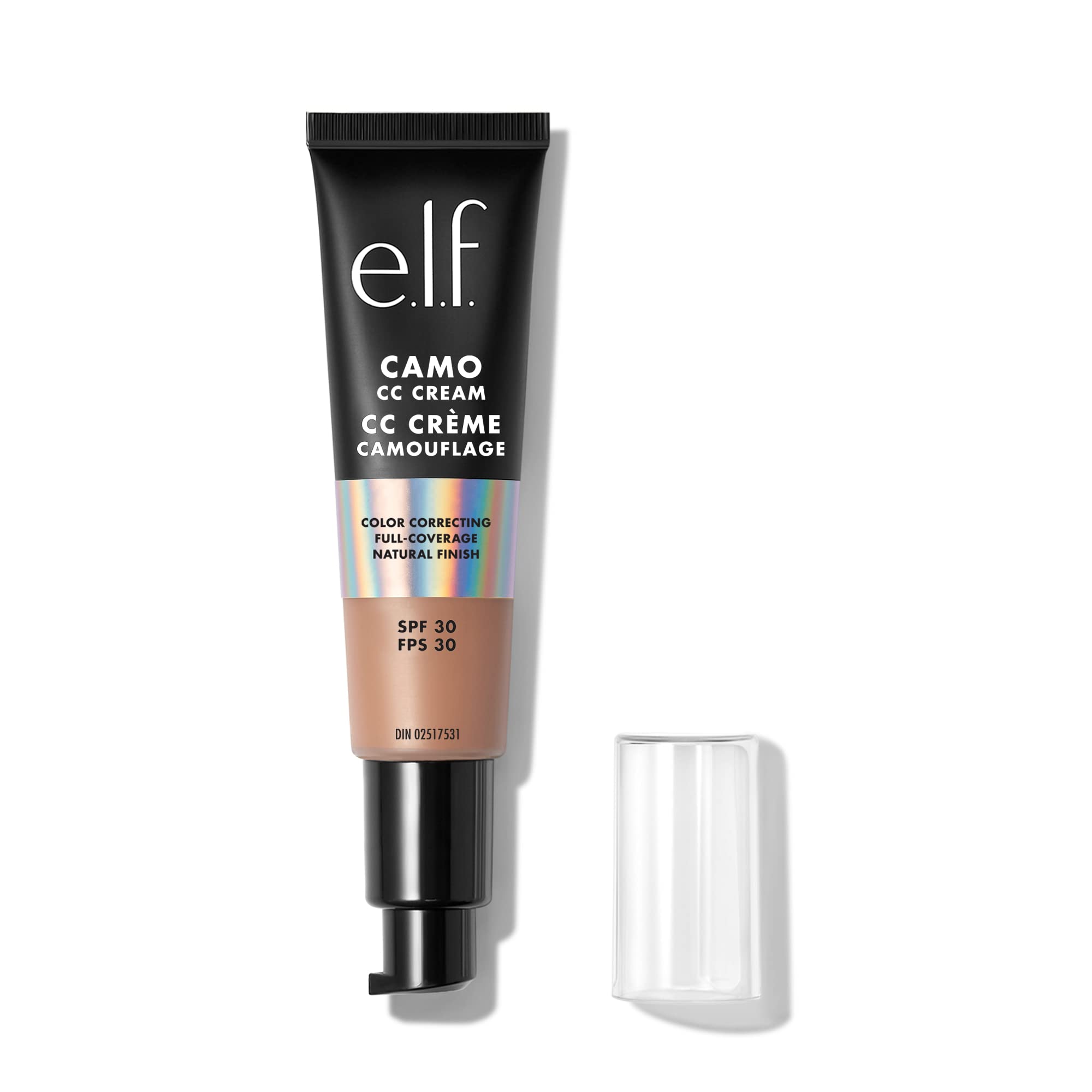 e.l.f. Camo CC Cream, Color Correcting Medium-To-Full Coverage Foundation with SPF 30, Tan 425 N, 1.05 Oz (30g)